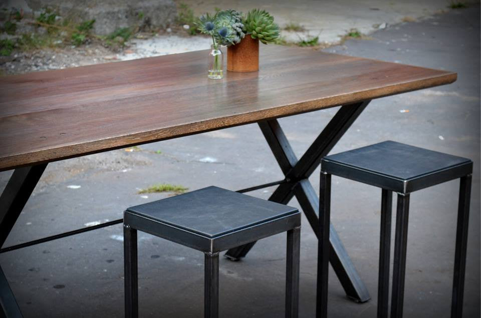 Oxidized Oak X-Rod Dining Table – Recycled Brooklyn